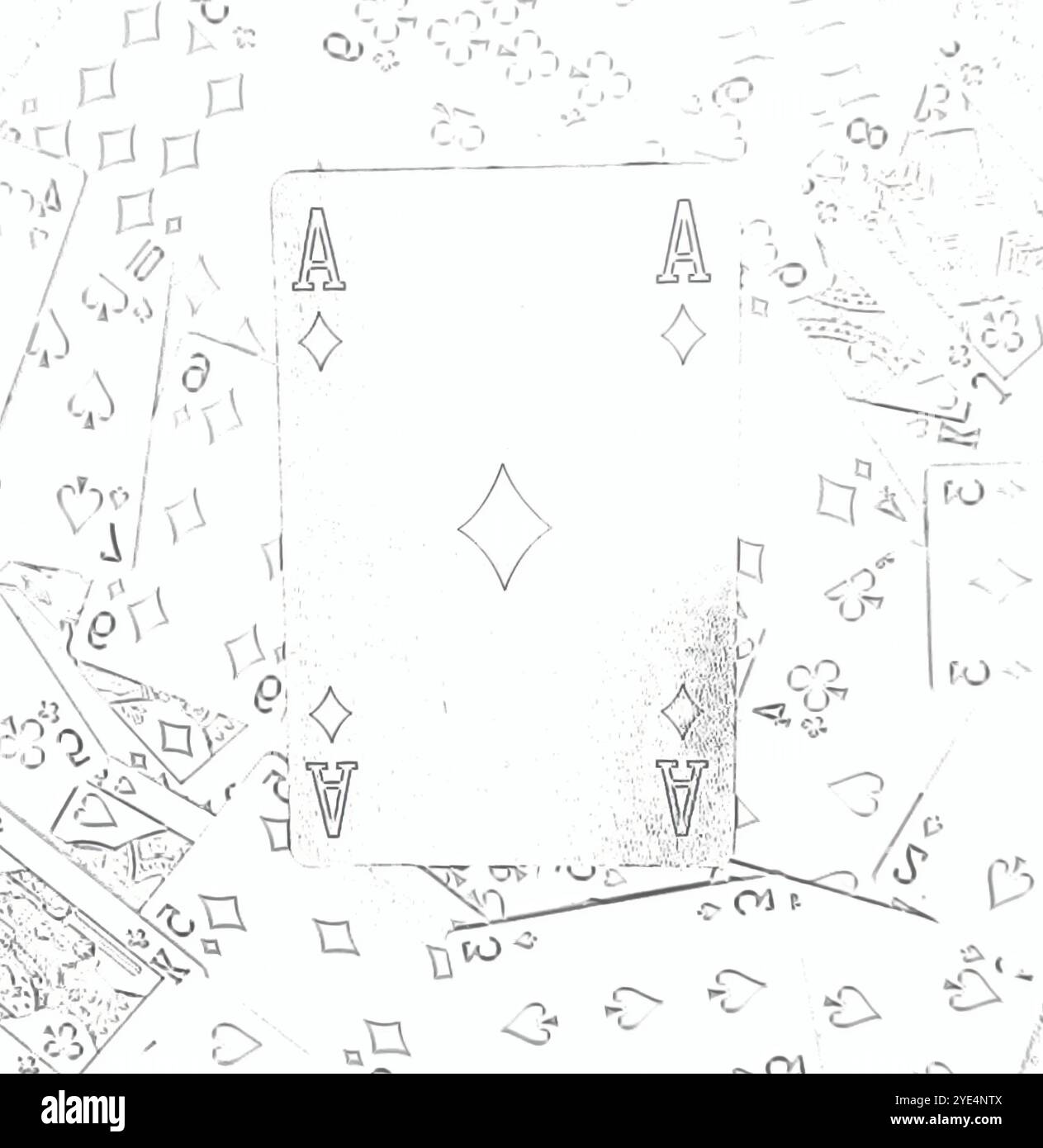 Drawing graphics of playing cards in card games black and white Stock ...