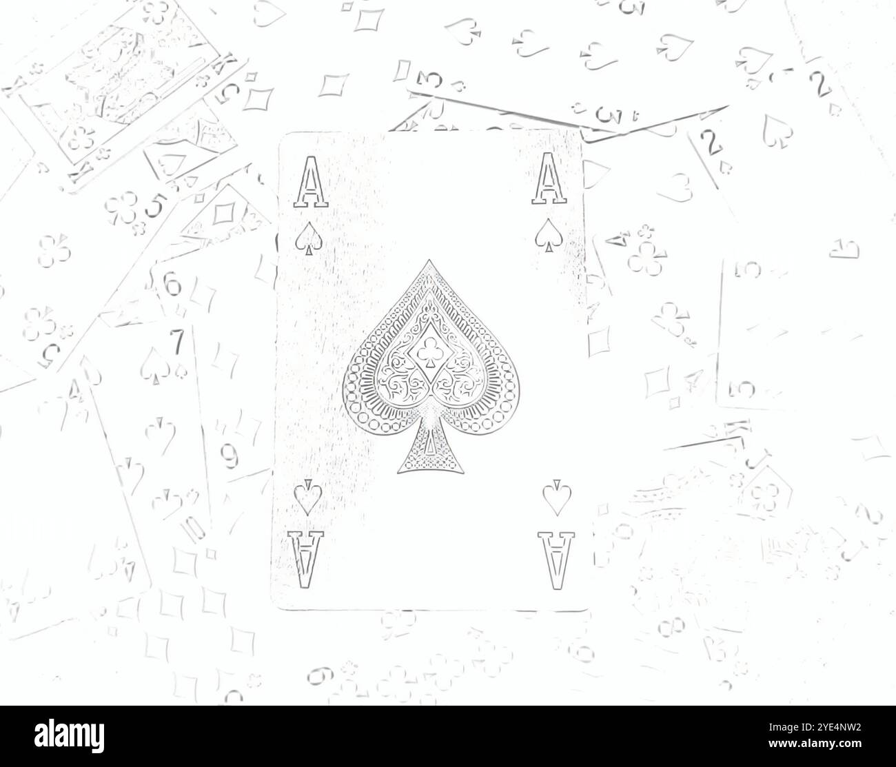 Drawing graphics of playing cards in card games black and white Stock ...