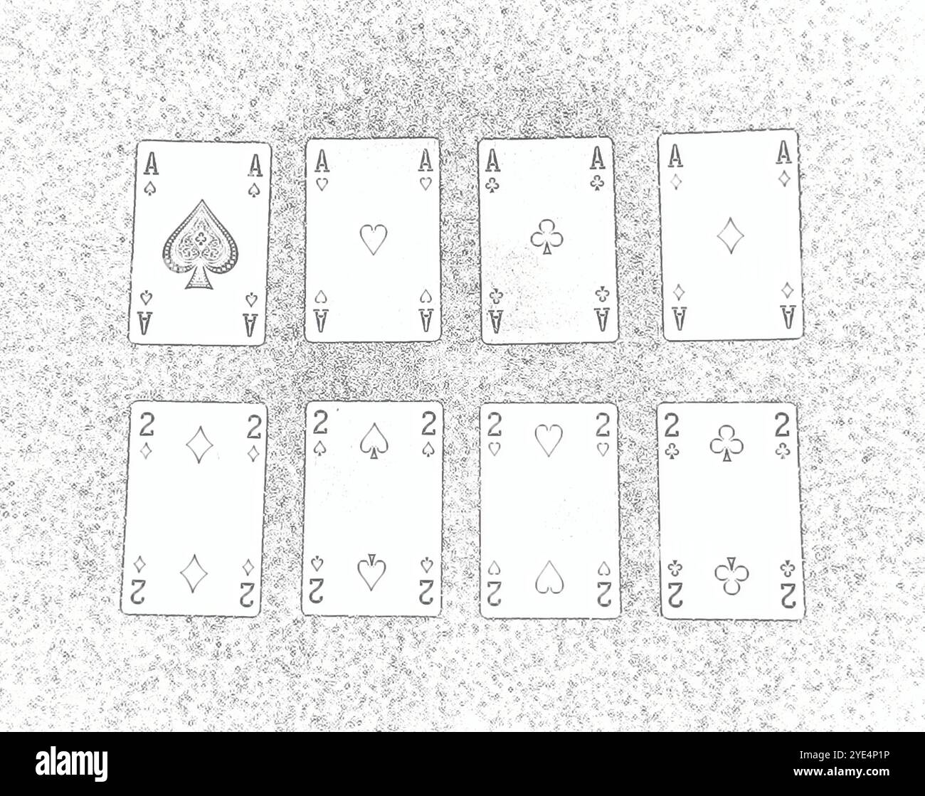 Drawing graphics of playing cards in card games black and white Stock ...