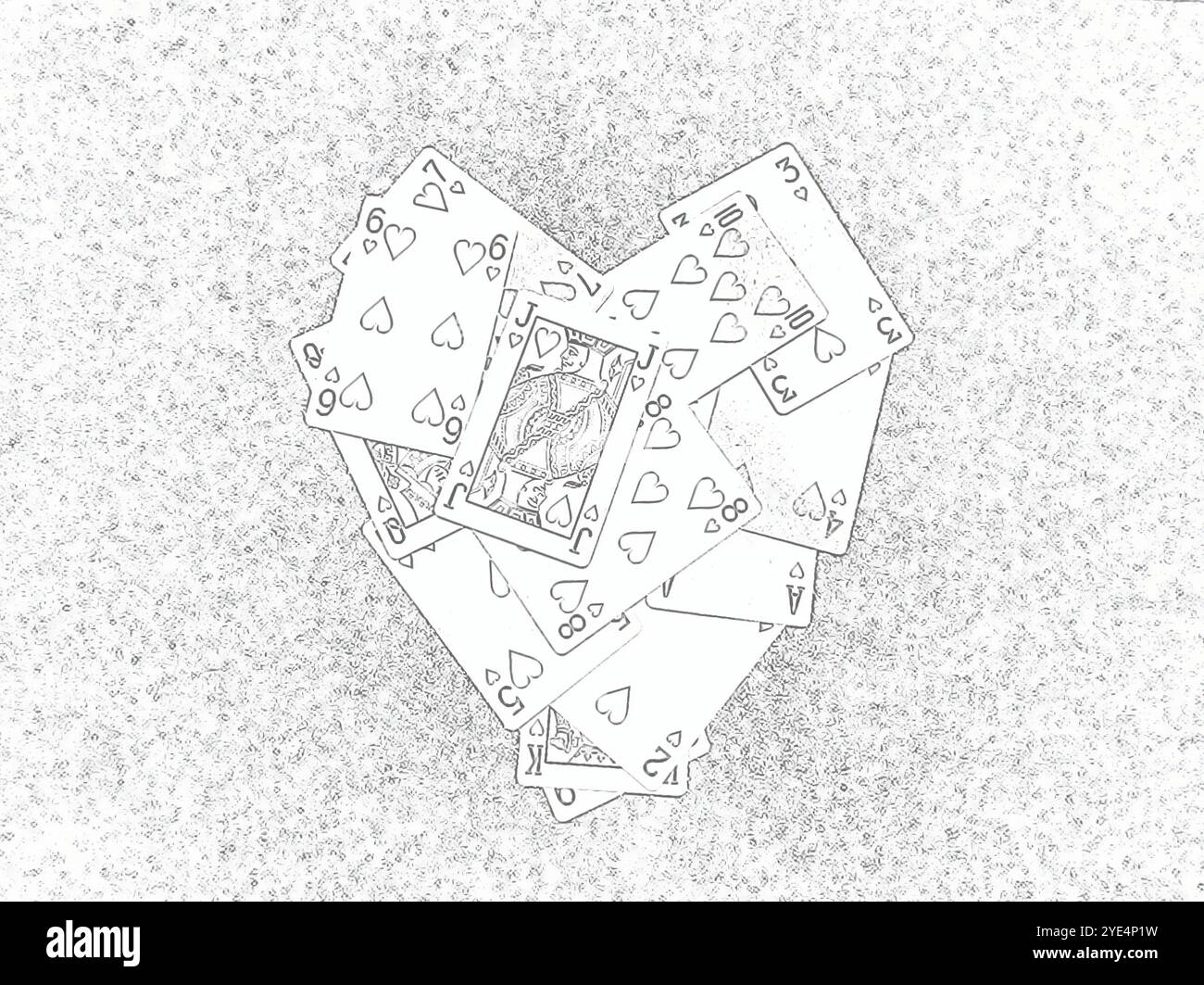 Drawing graphics of playing cards in card games black and white Stock ...