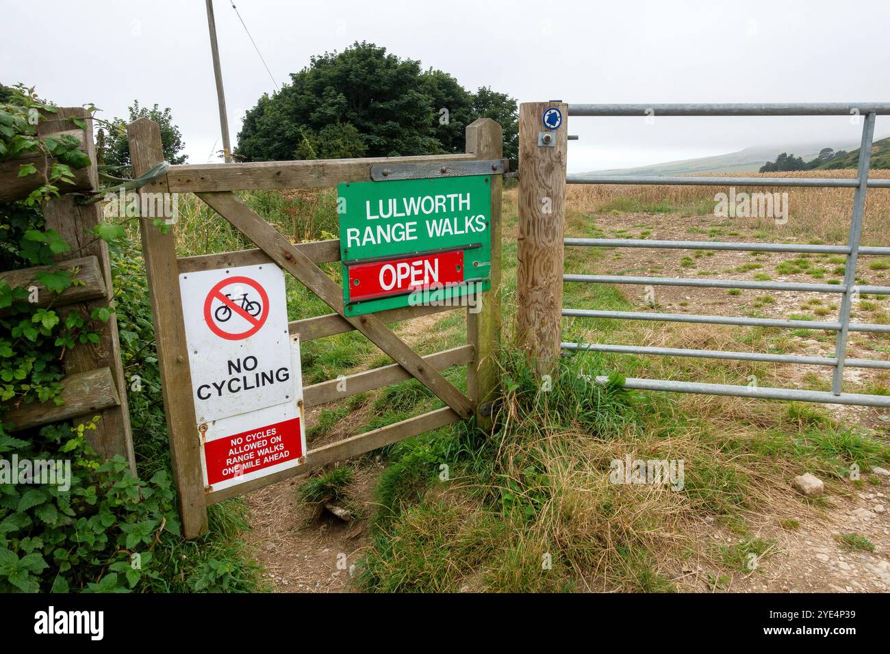 The entrance to Lulworth Range Walks on the South West Coastal Path ...