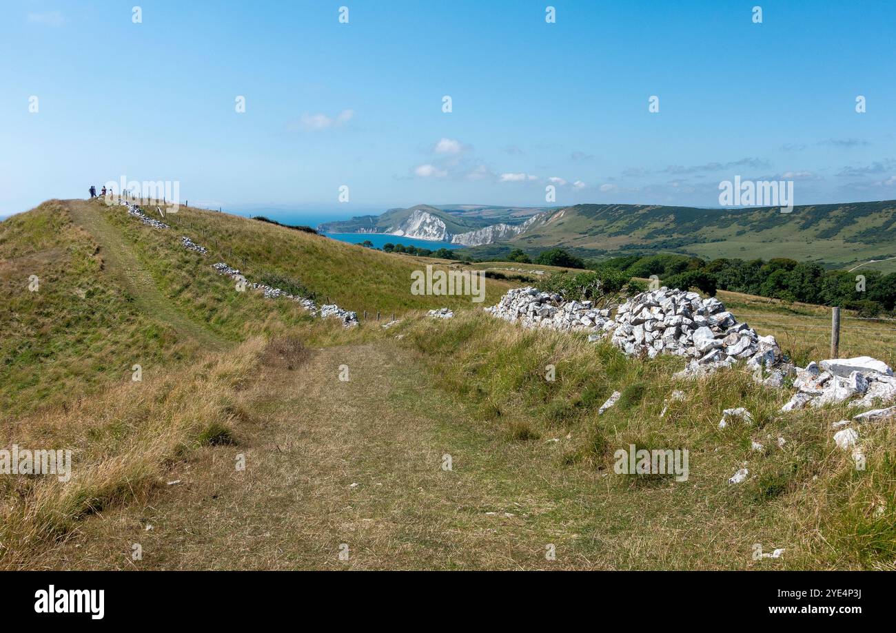 Walking along the Lulworth Ranges on the South West coastal path ...