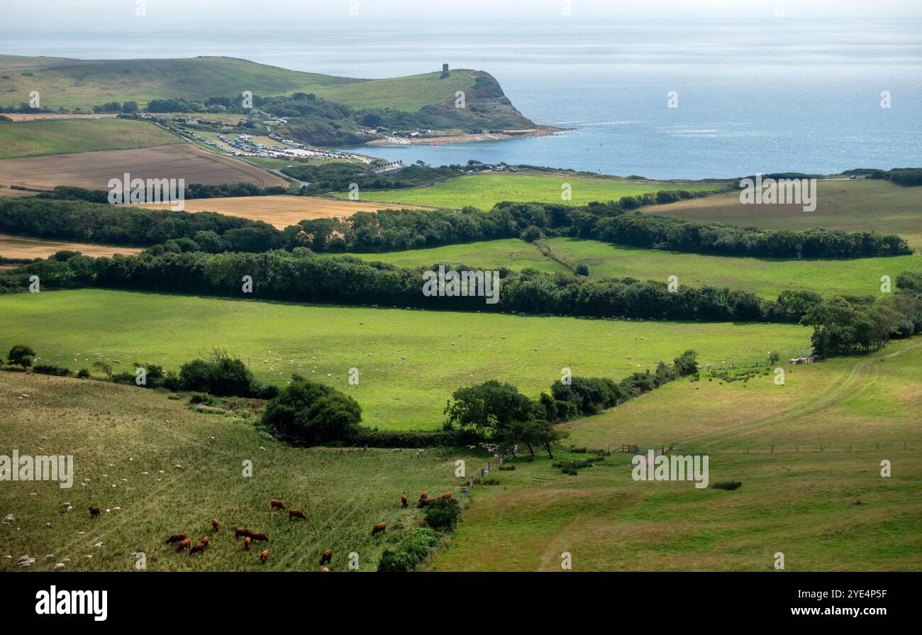 A tranquil summer day at Kimmeridge Bay, where rolling hills meet the ...