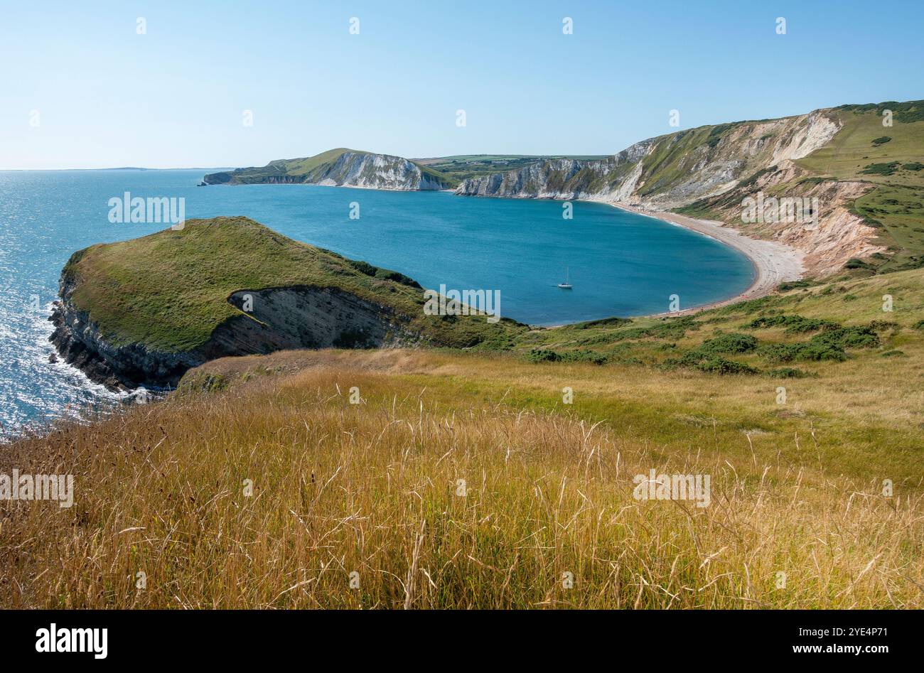The South West Coastal path passing through the Lulworth army ranges ...