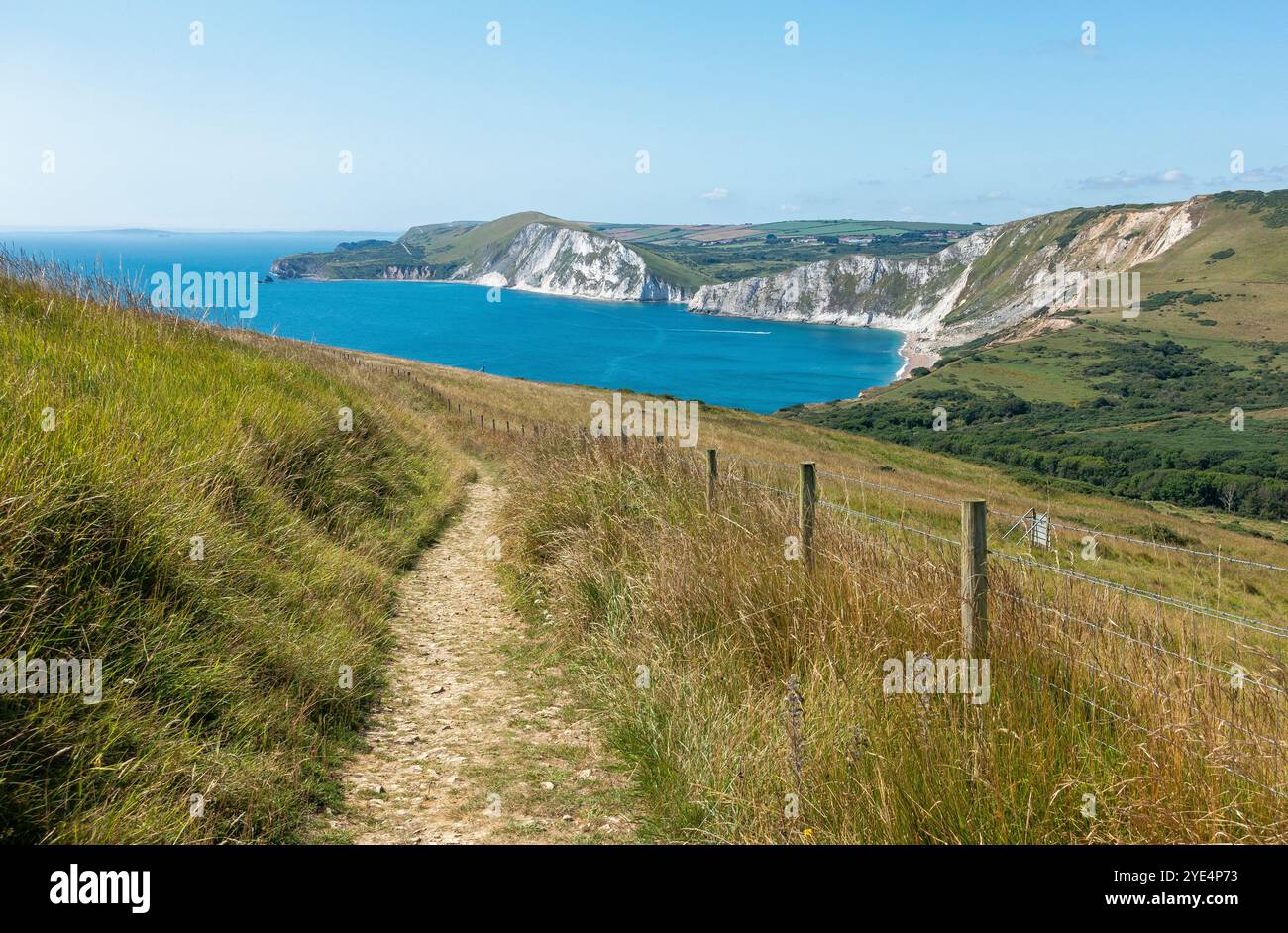 The South West Coastal path passing through the Lulworth army ranges ...