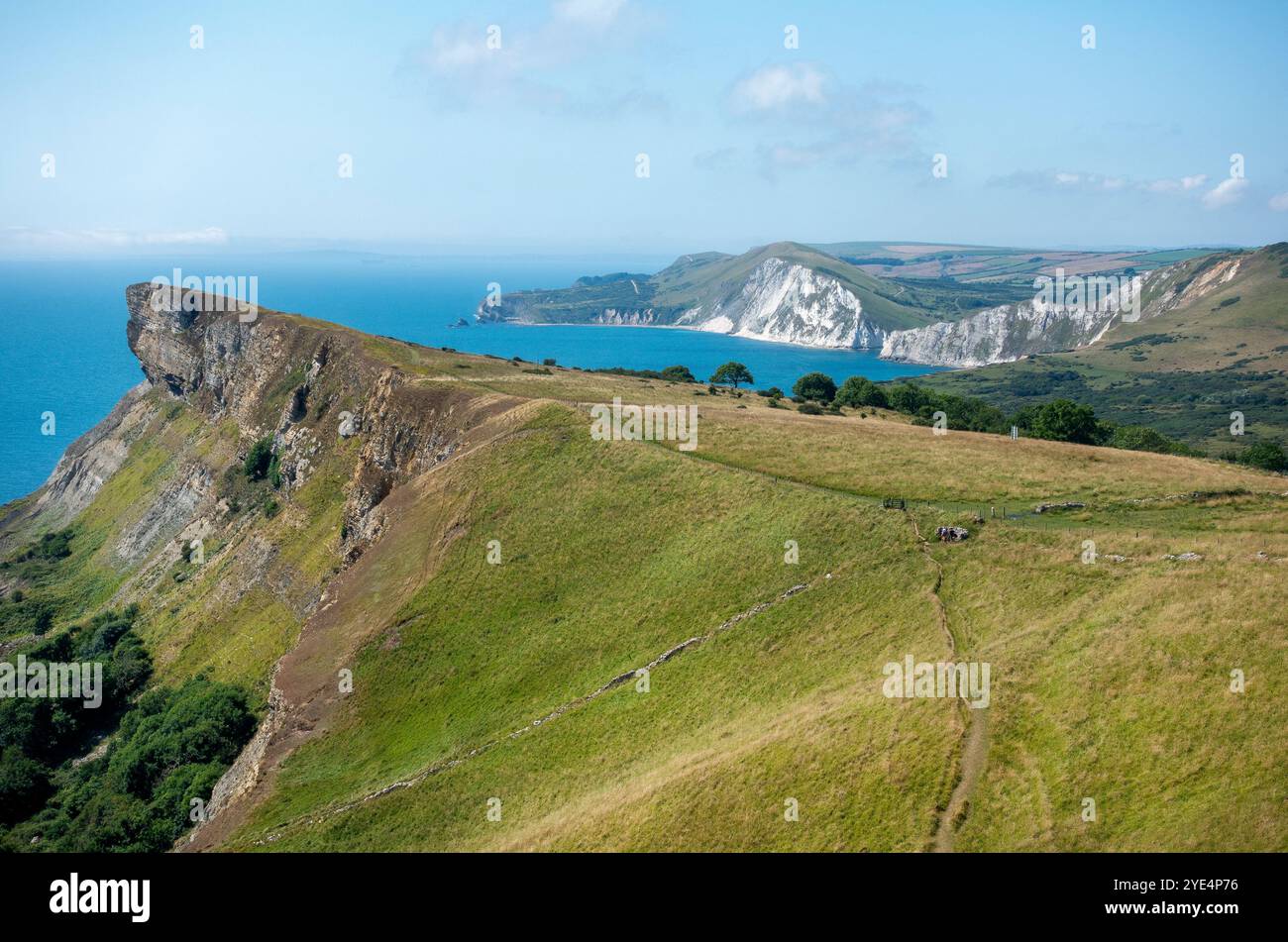 The pathways through the Lulworth ranges on the South West Coastal path ...