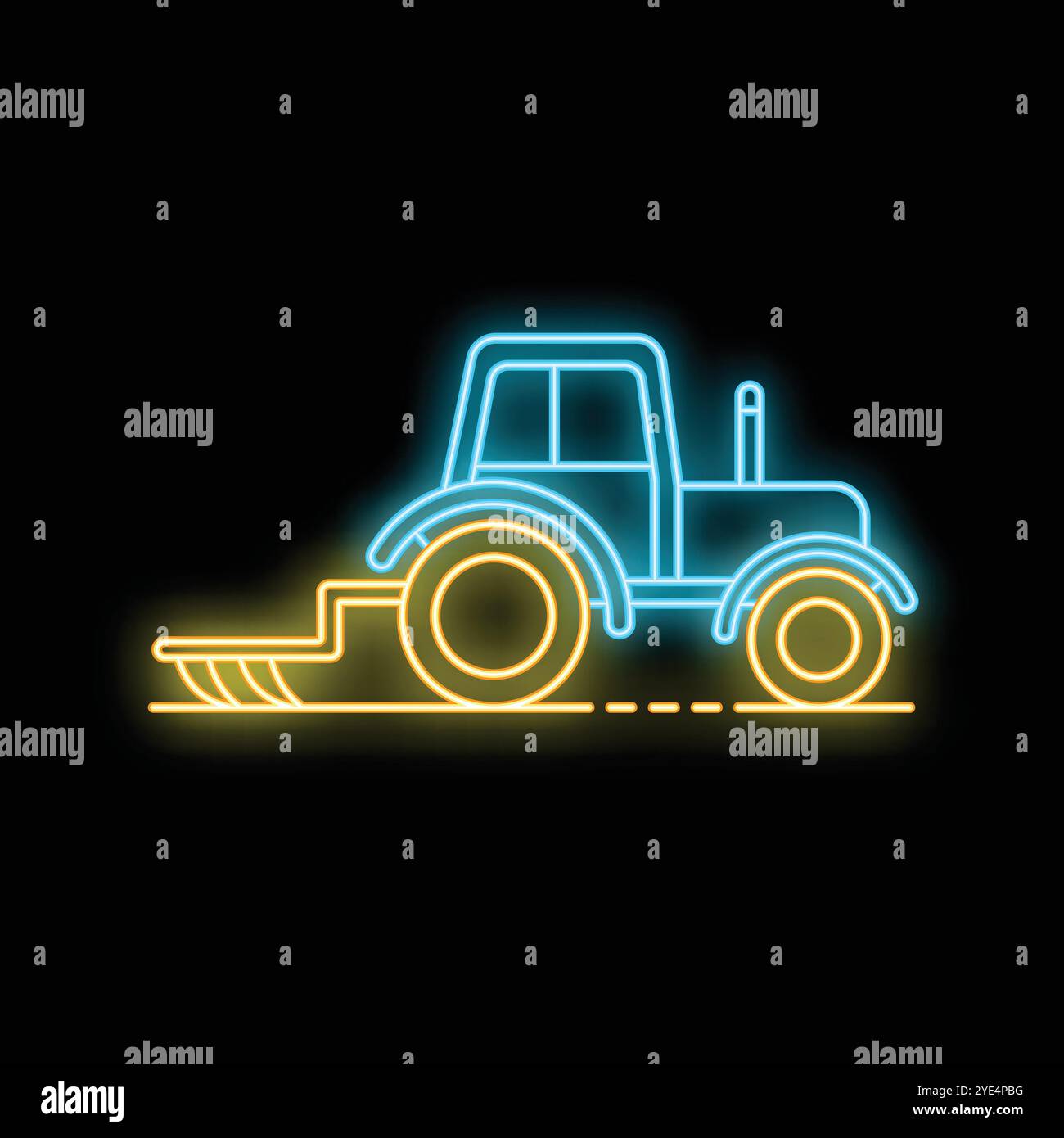 Vintage blue tractor Stock Vector Images - Alamy