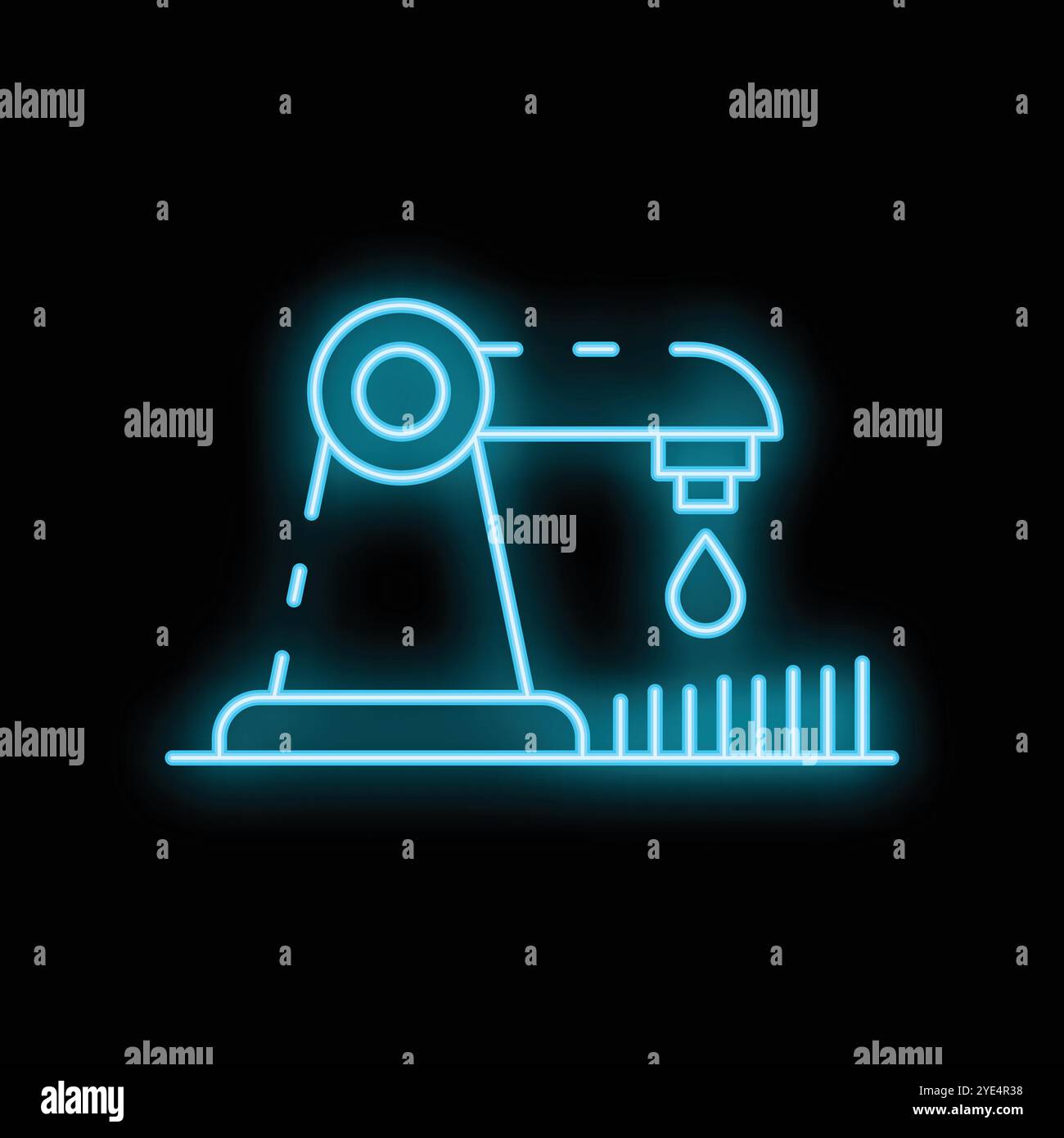 Blue glowing neon line coffee machine and coffee prefers icon isolated ...