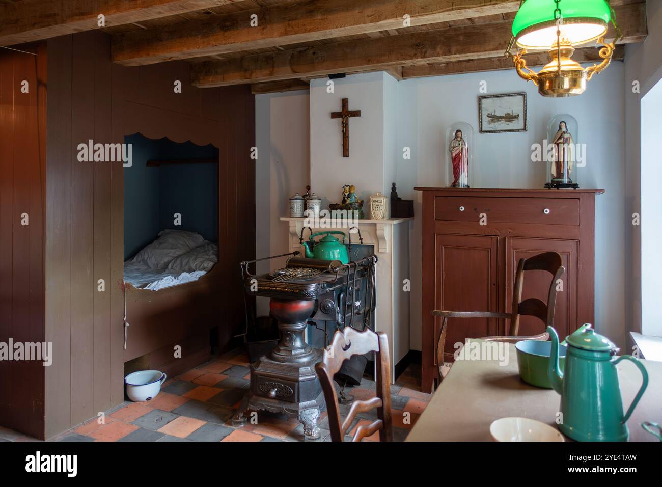 Interior of fisherman's house in the NAVIGO Visserijmuseum, fishery ...