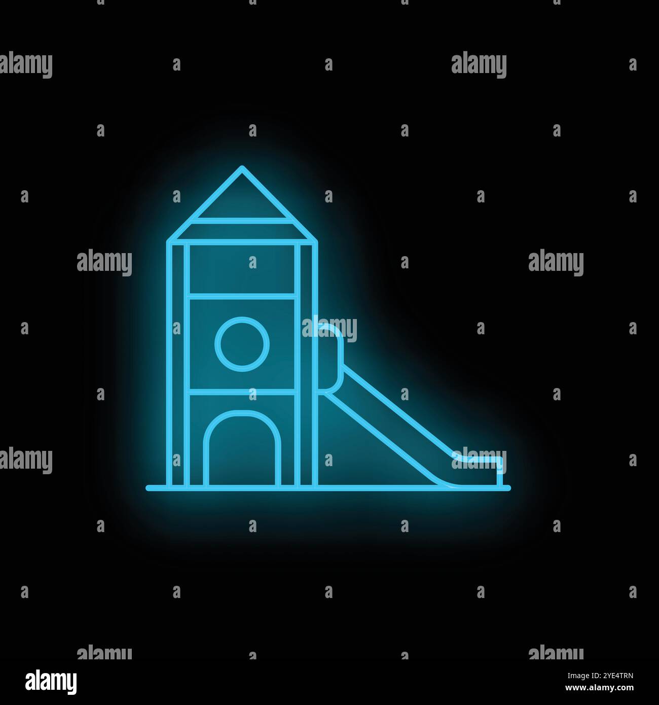 Blue neon icon of a playground slide on a black background Stock Vector ...