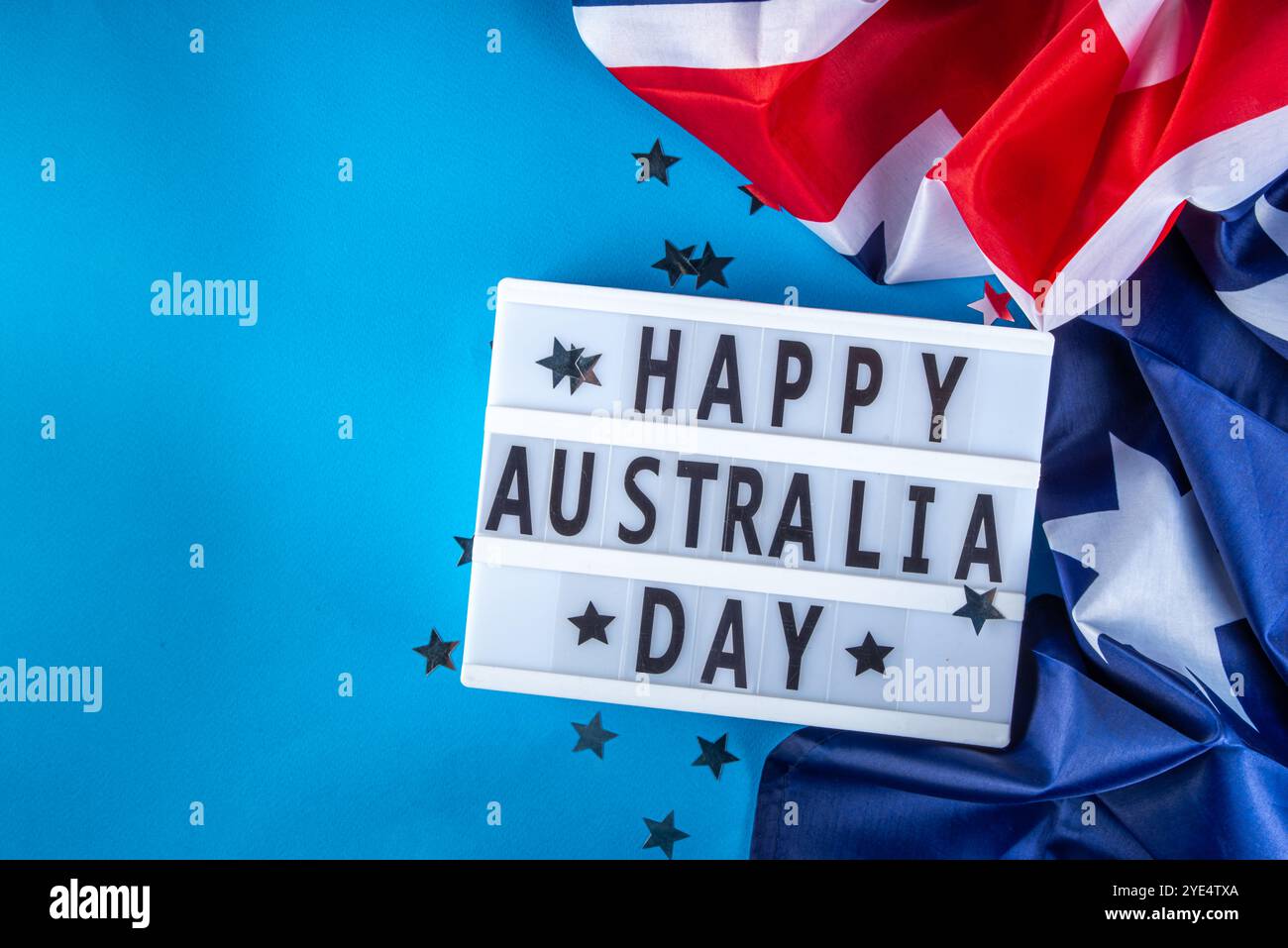 Australia Day greeting card Background with australian flag, silver ...