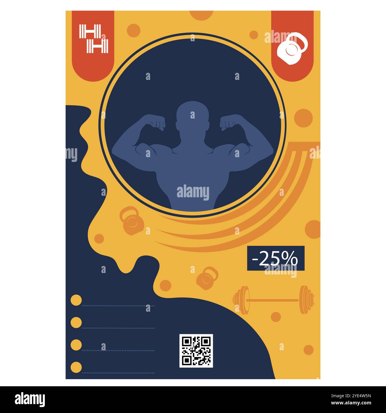 Raster flyer design for fitness club, gym. Poster for power-lifting ...