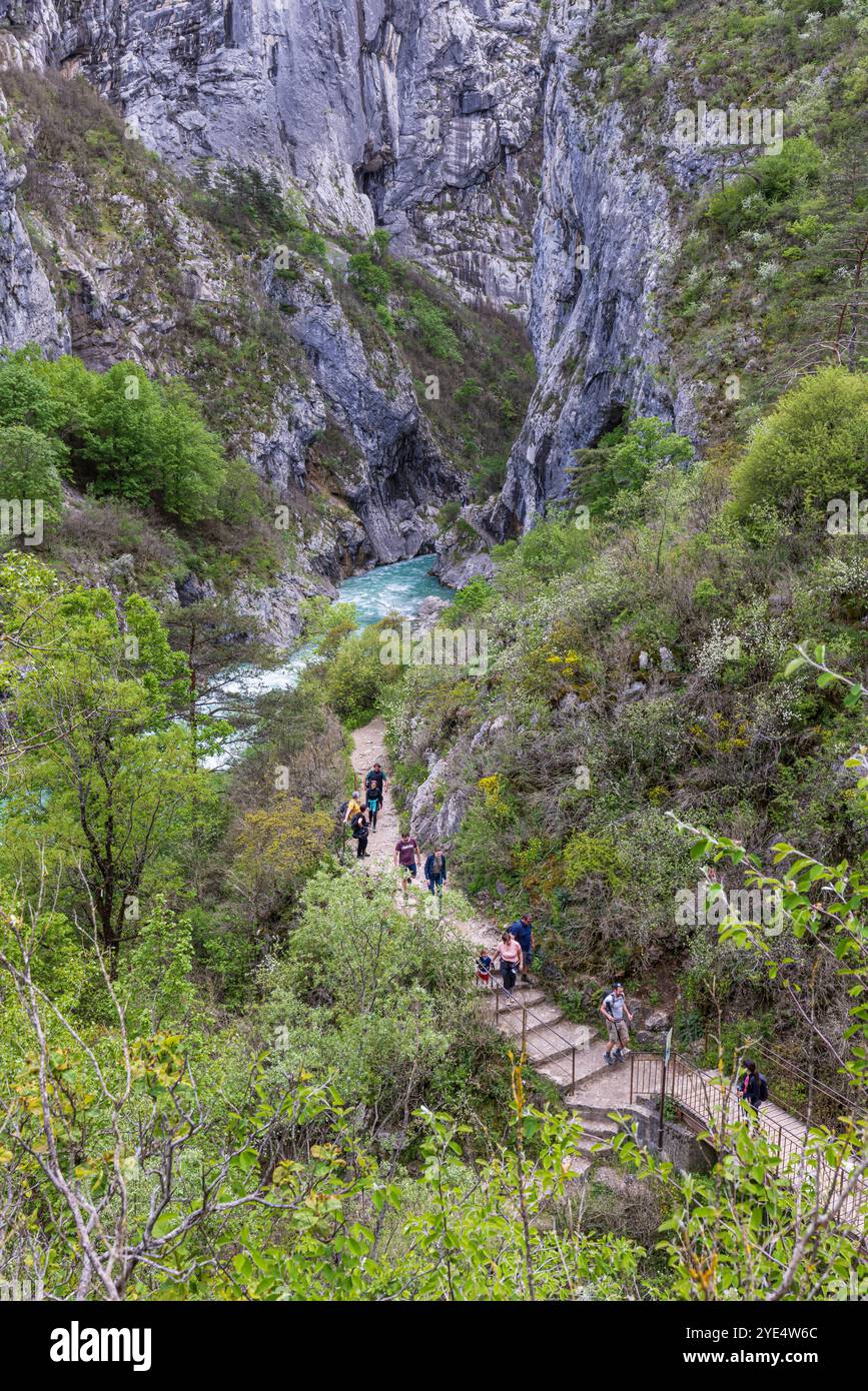 Georges du Verdon, France - May 9,2024: People hiking along the ...