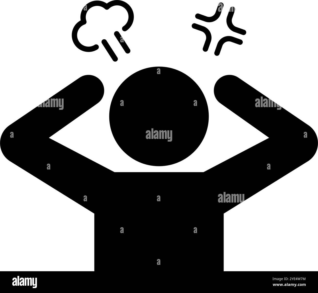 Angry person raising his hand silhouette icon. Editable vector Stock ...