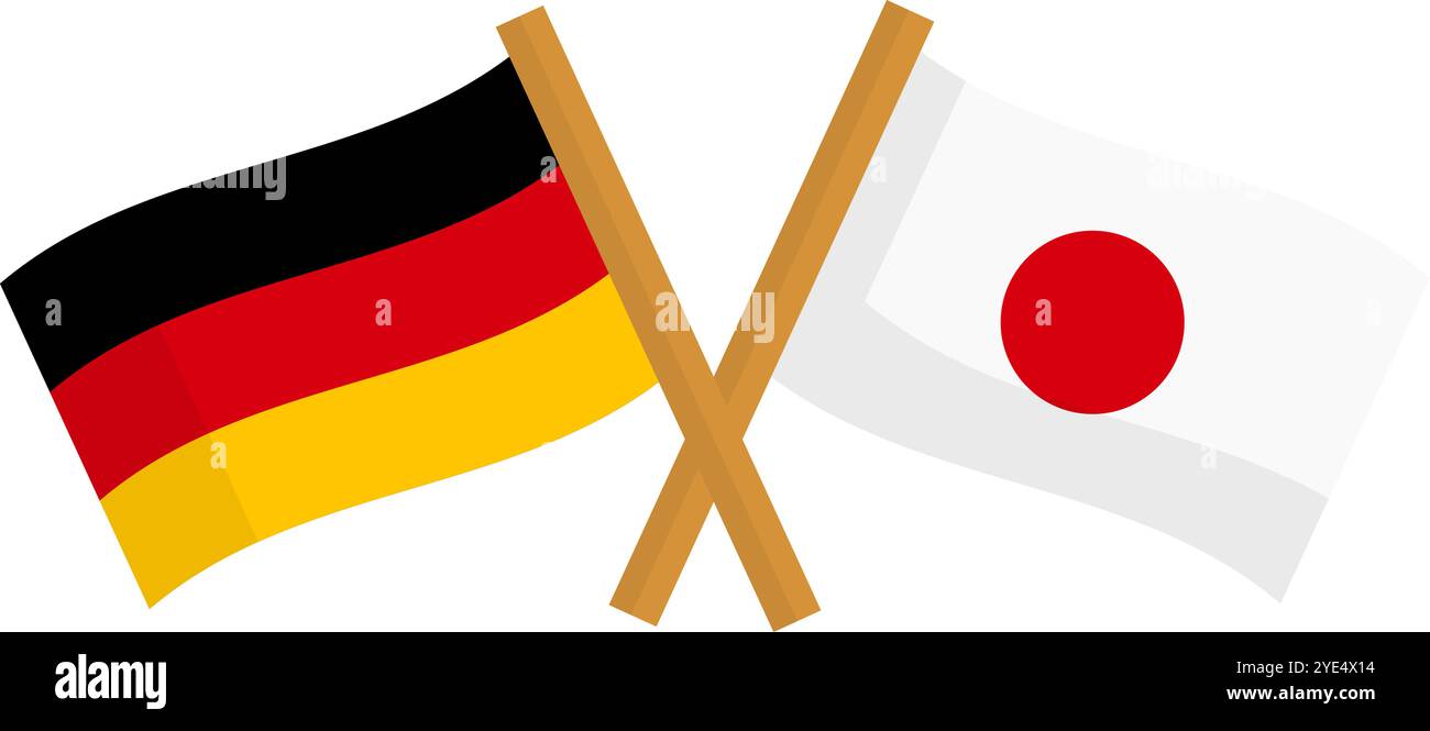 Crossed German and Japanese flag icons. Editable vector Stock Vector ...