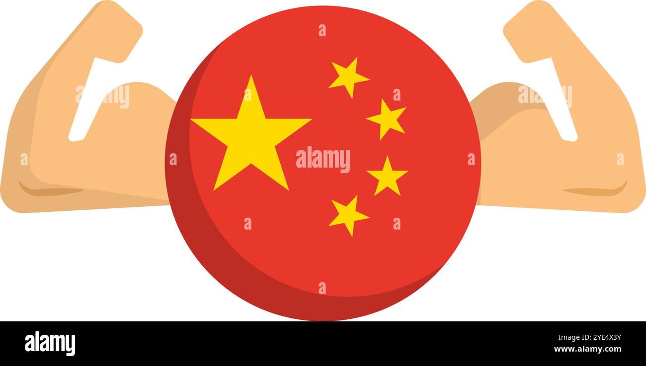 China asserting its own power with its muscles. Chinese flag and biceps ...