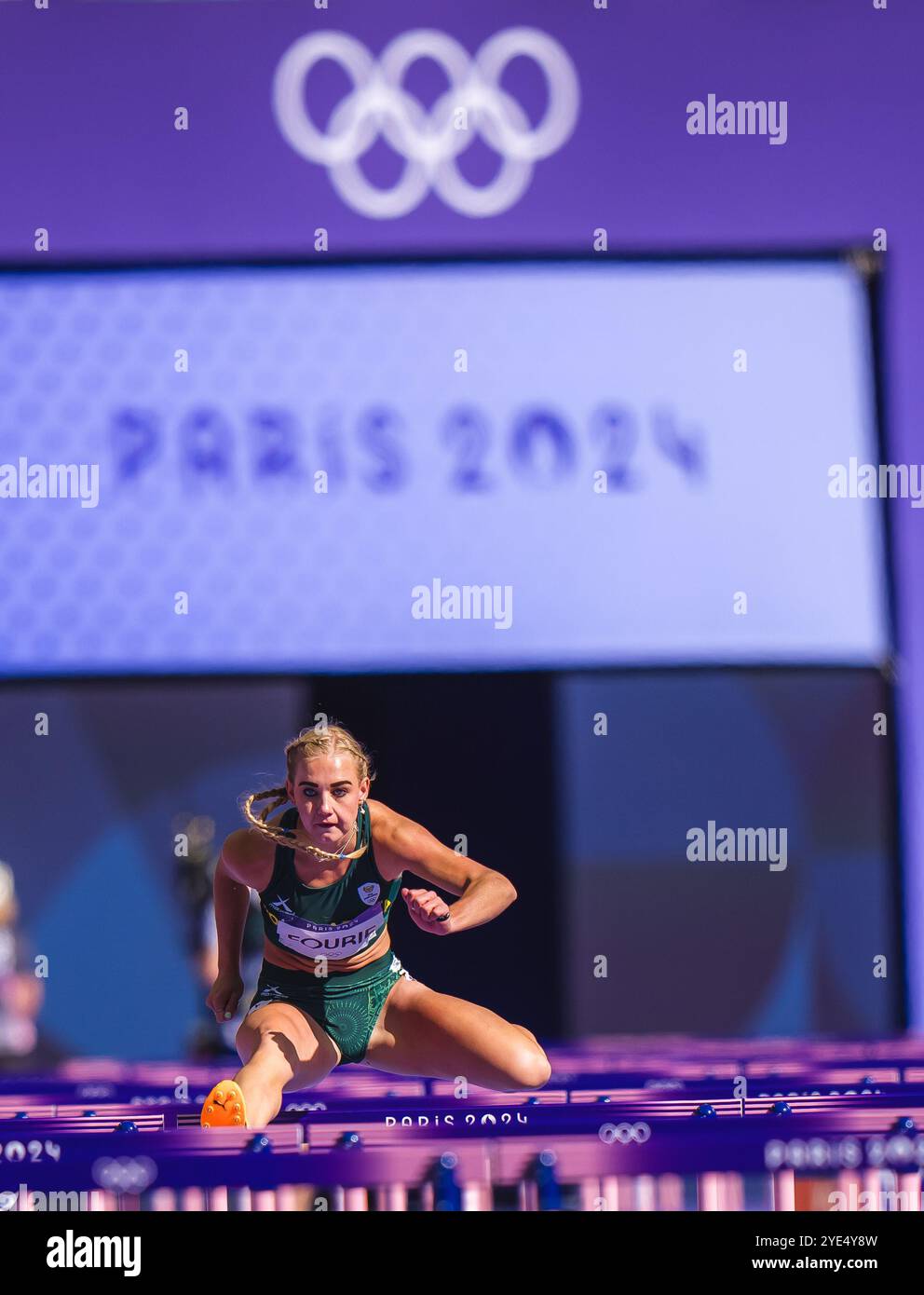 Marione Fourie participating in the 100 meters hurdles at the Paris ...