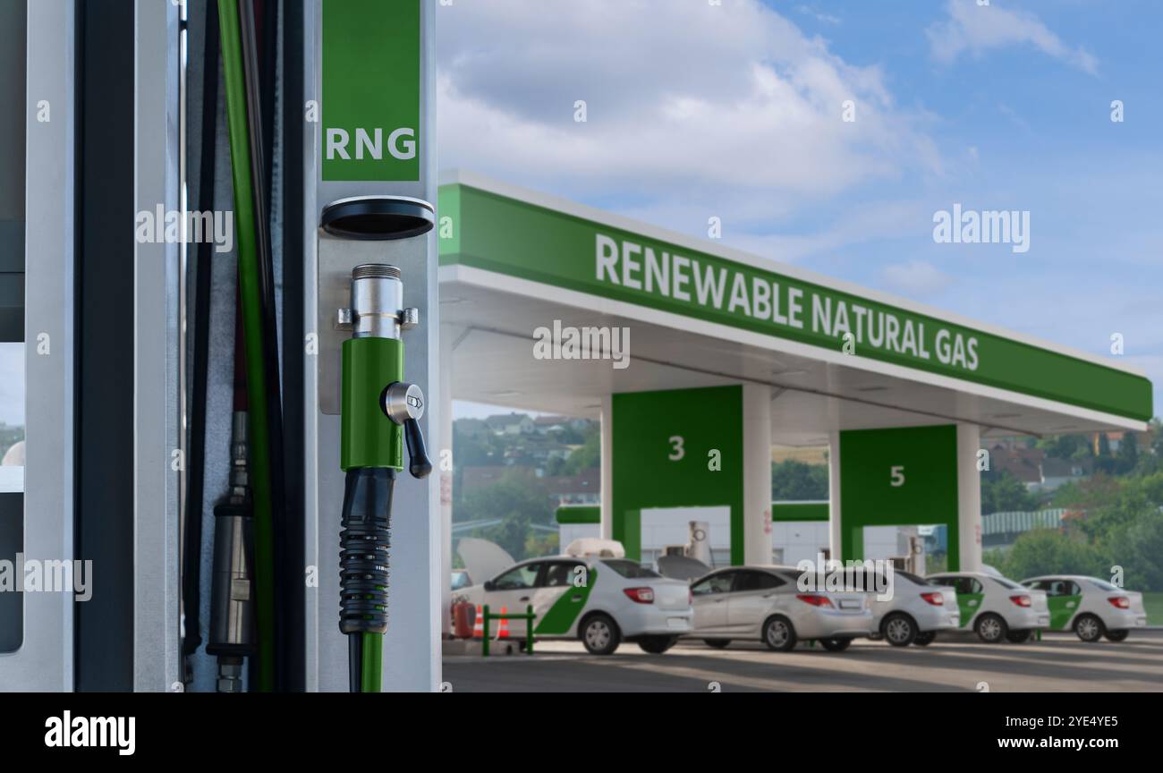 Concept of RNG. Renewable Natural Gas filling station Stock Photo - Alamy
