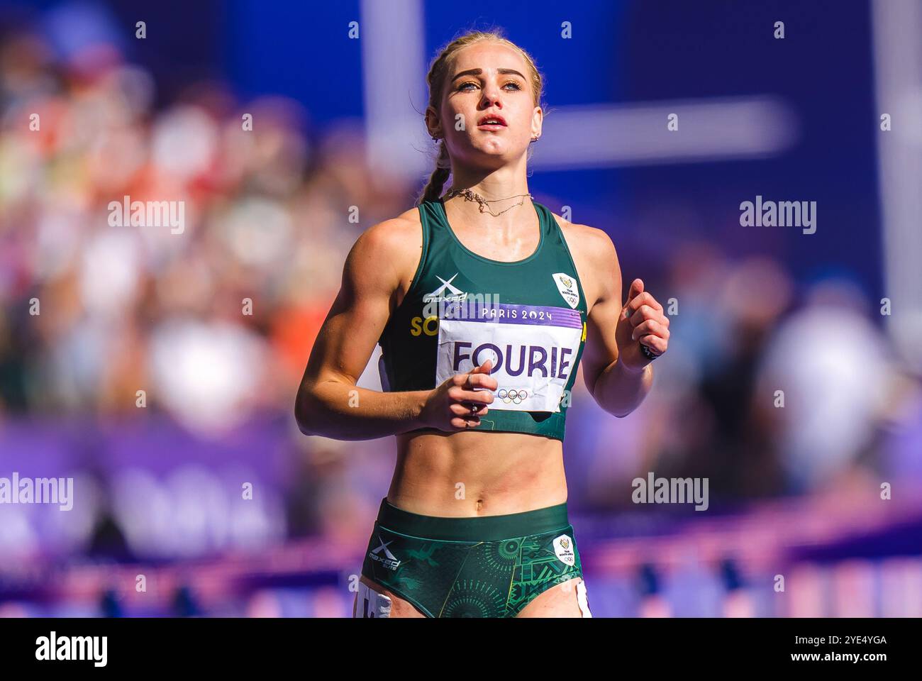 Marione Fourie participating in the 100 meters hurdles at the Paris ...