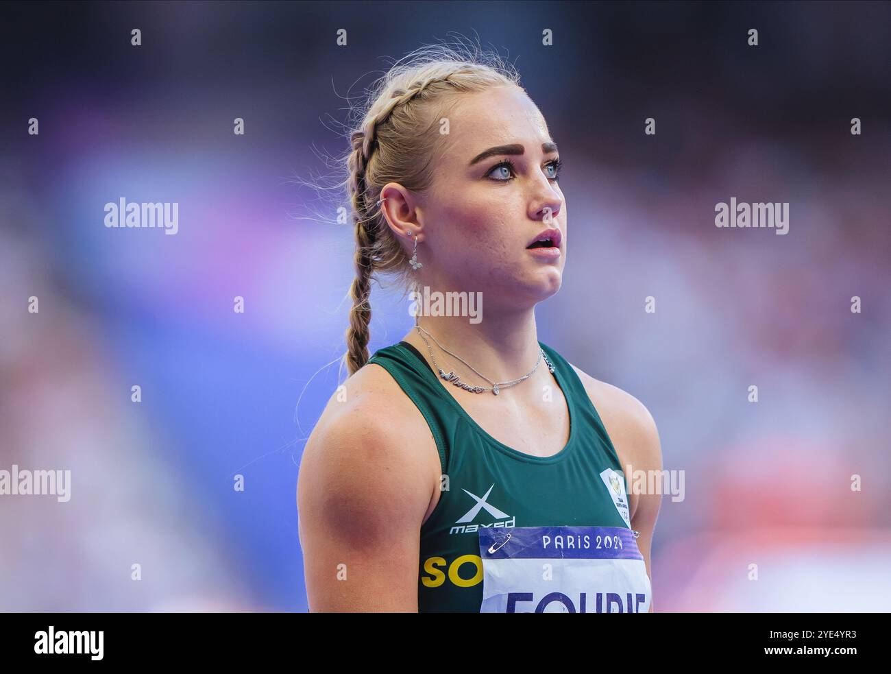 Marione Fourie participating in the 100 meters hurdles at the Paris ...