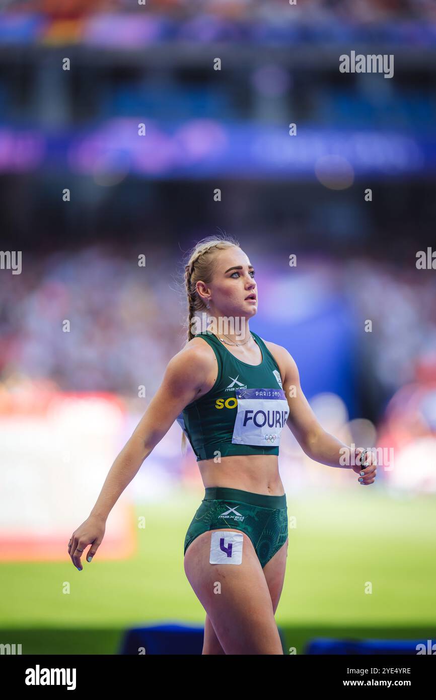 Marione Fourie participating in the 100 meters hurdles at the Paris ...