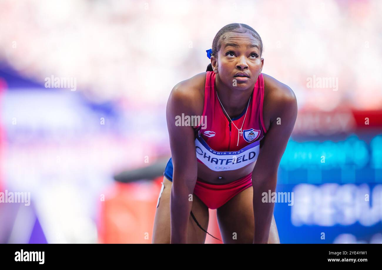 Emelia Chatfield participating in the 100 meters hurdles at the Paris ...