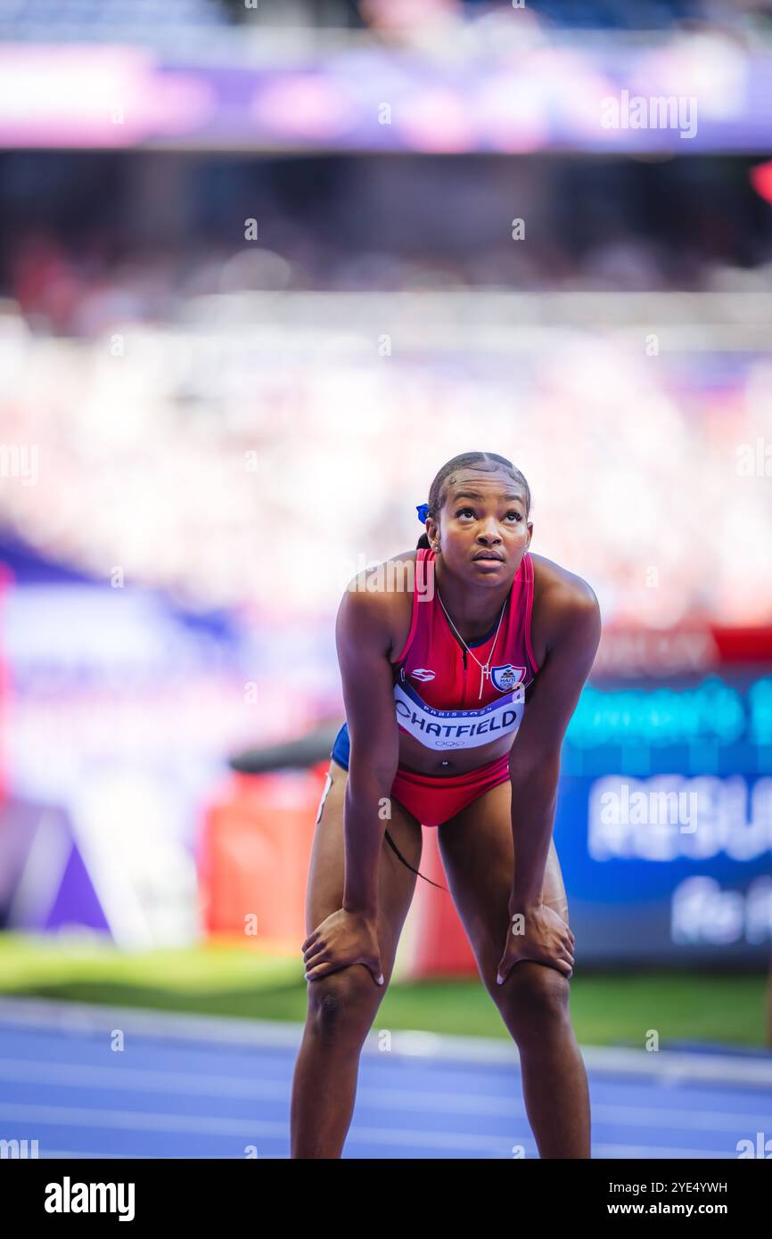 Emelia Chatfield participating in the 100 meters hurdles at the Paris ...