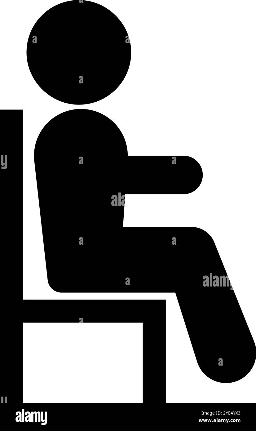 Person sitting on chair silhouette icon. Seated. Editable vector Stock ...