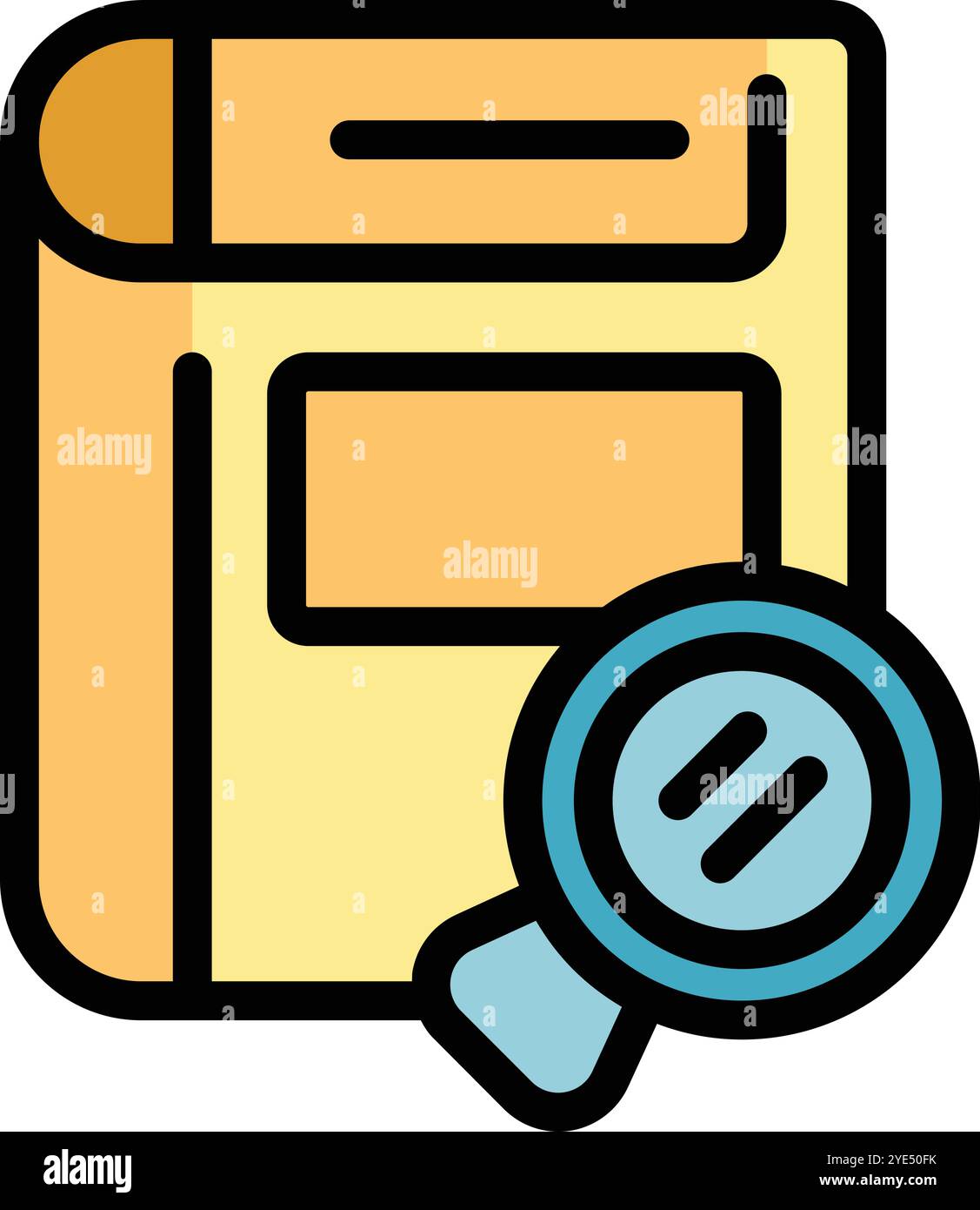 Magnifying glass is hovering over a textbook, symbolizing the concept ...