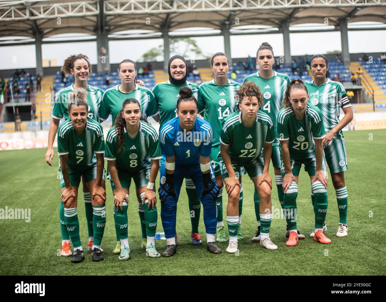 Algerian femal team line up during the Algeria vs Nigeria international ...