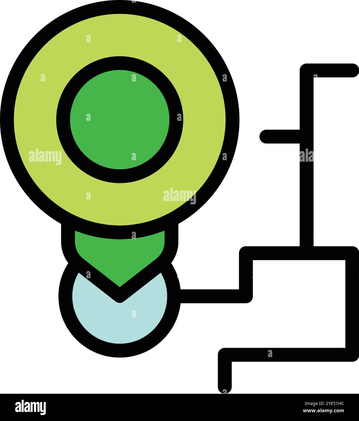 Green pin icon connecting to network symbolising the concept of digital ...