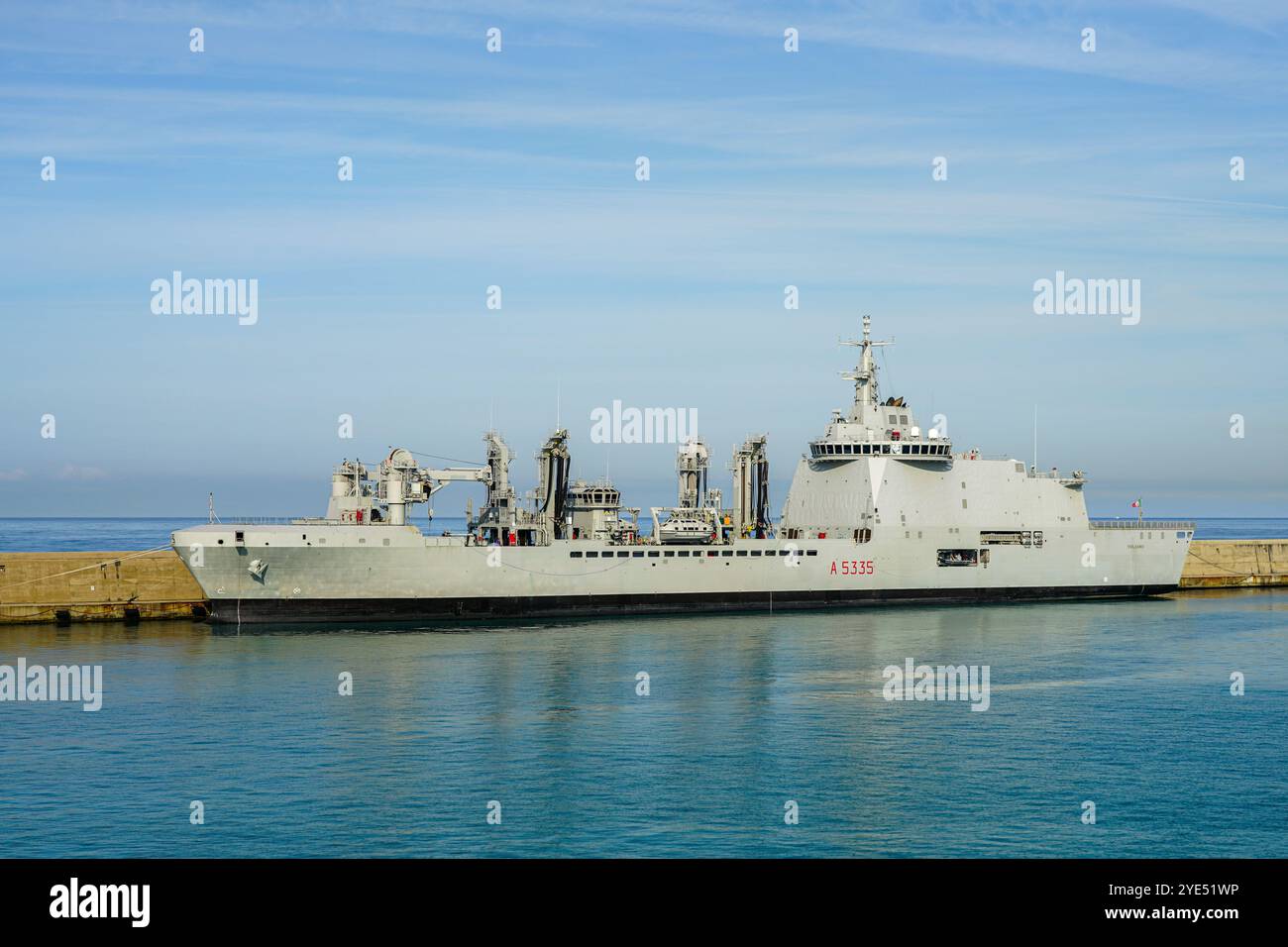 Civitavecchia, Italy- May 29, 2024: Italian Navy Vulcano-class logistic ...