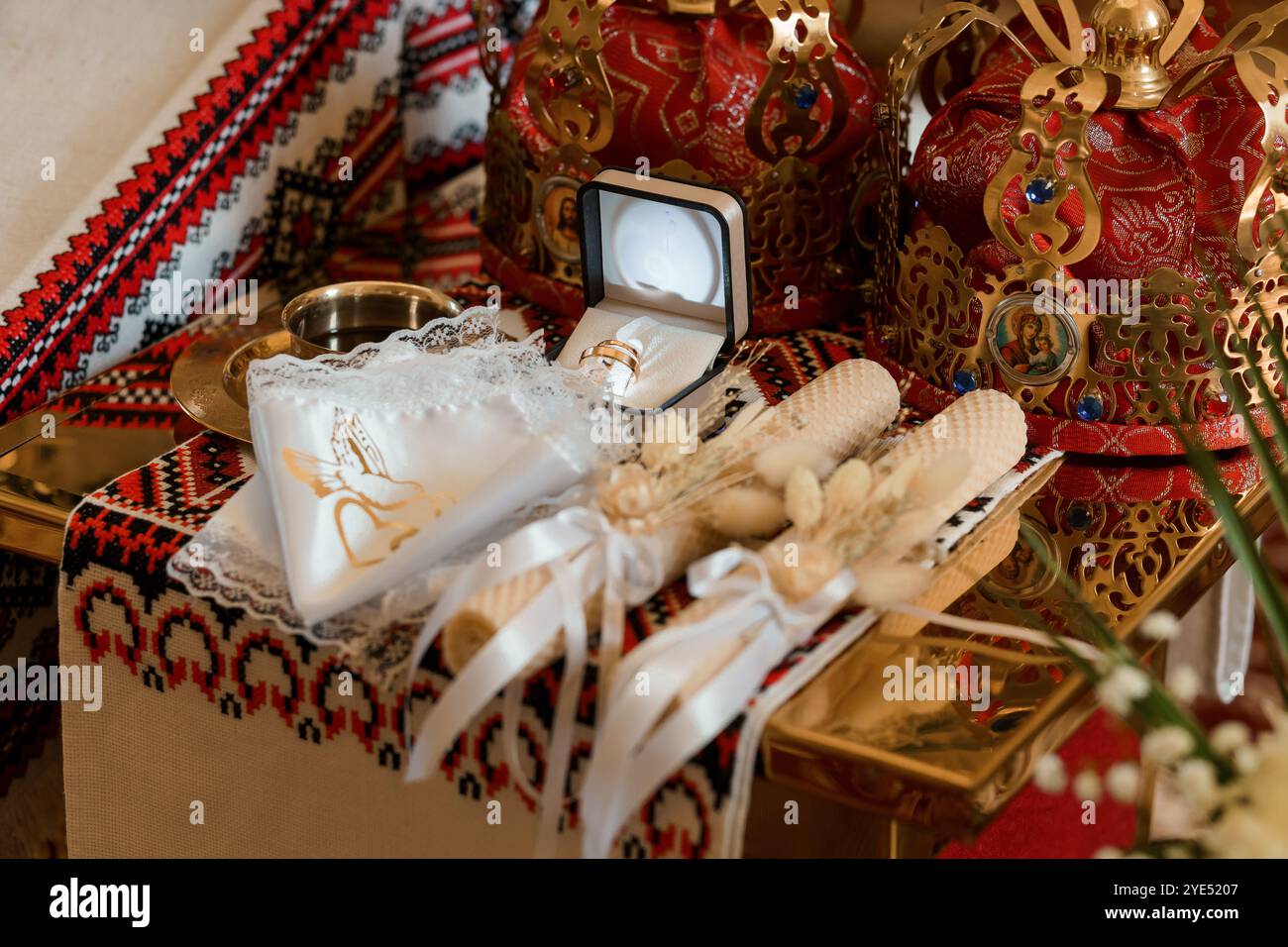 Traditional Wedding Ceremony Accessories with Ornate Decorations and ...