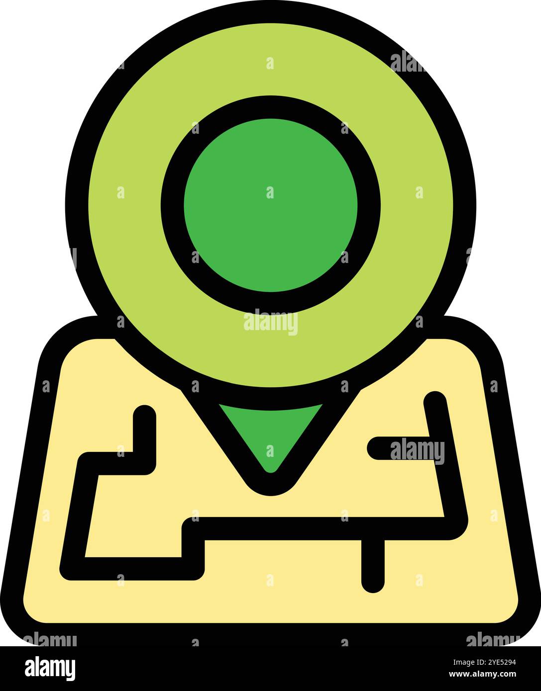 Green location pin standing on a map, showing the way to a specific ...