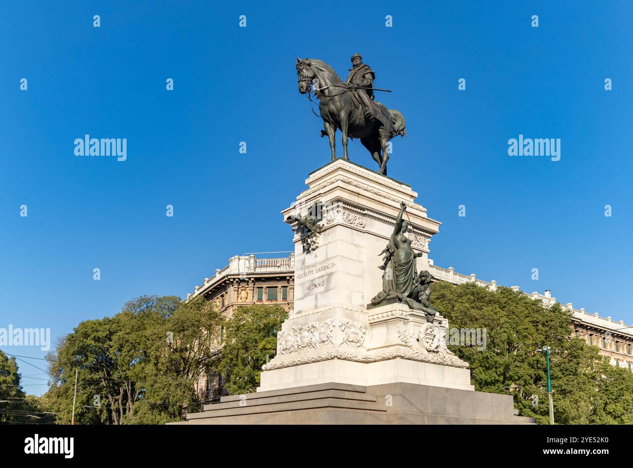 A picture of the Giuseppe Garibaldi Monument in Milano Stock Photo - Alamy
