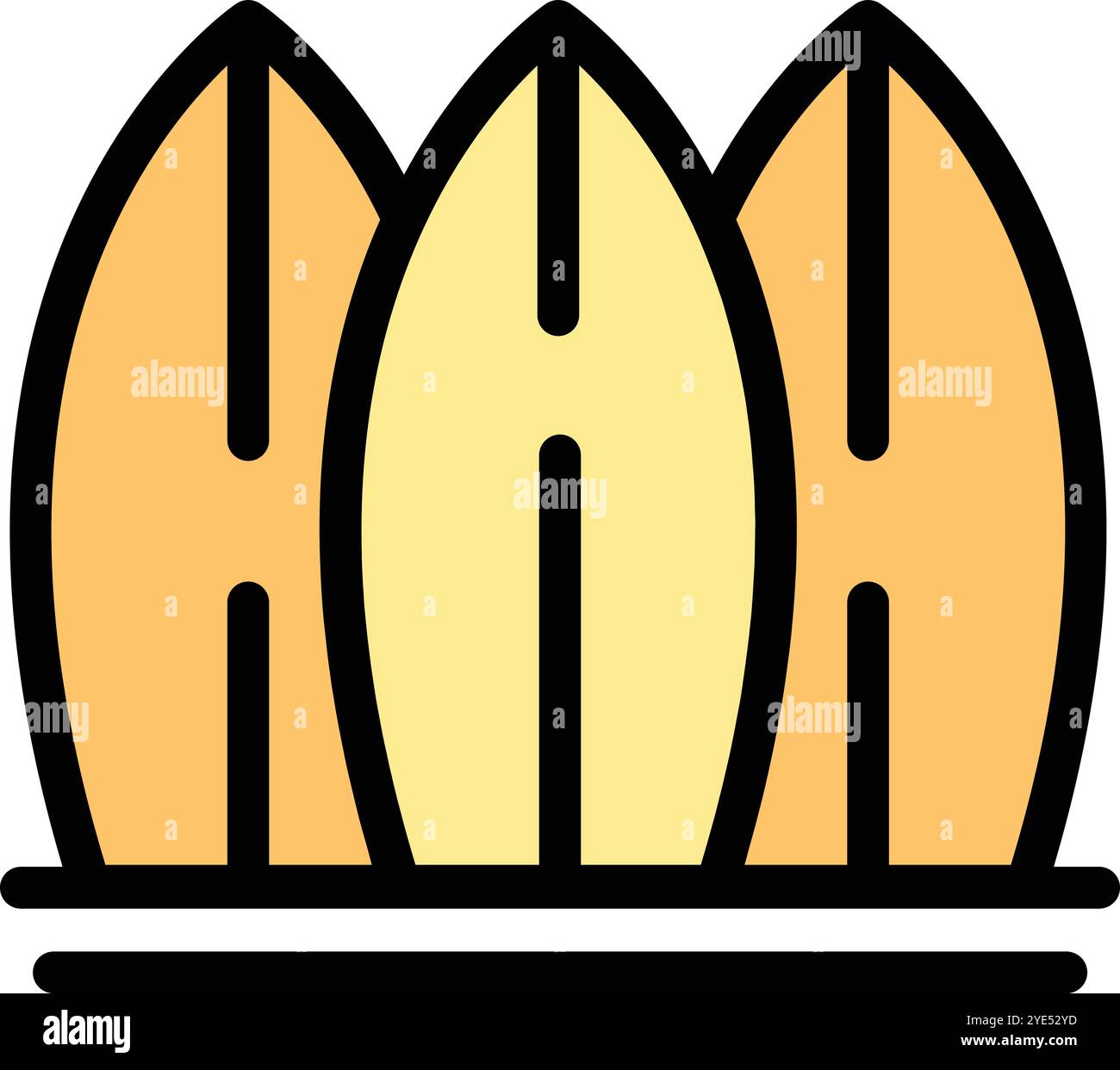 This minimalist vector illustration representing three surfboards ...