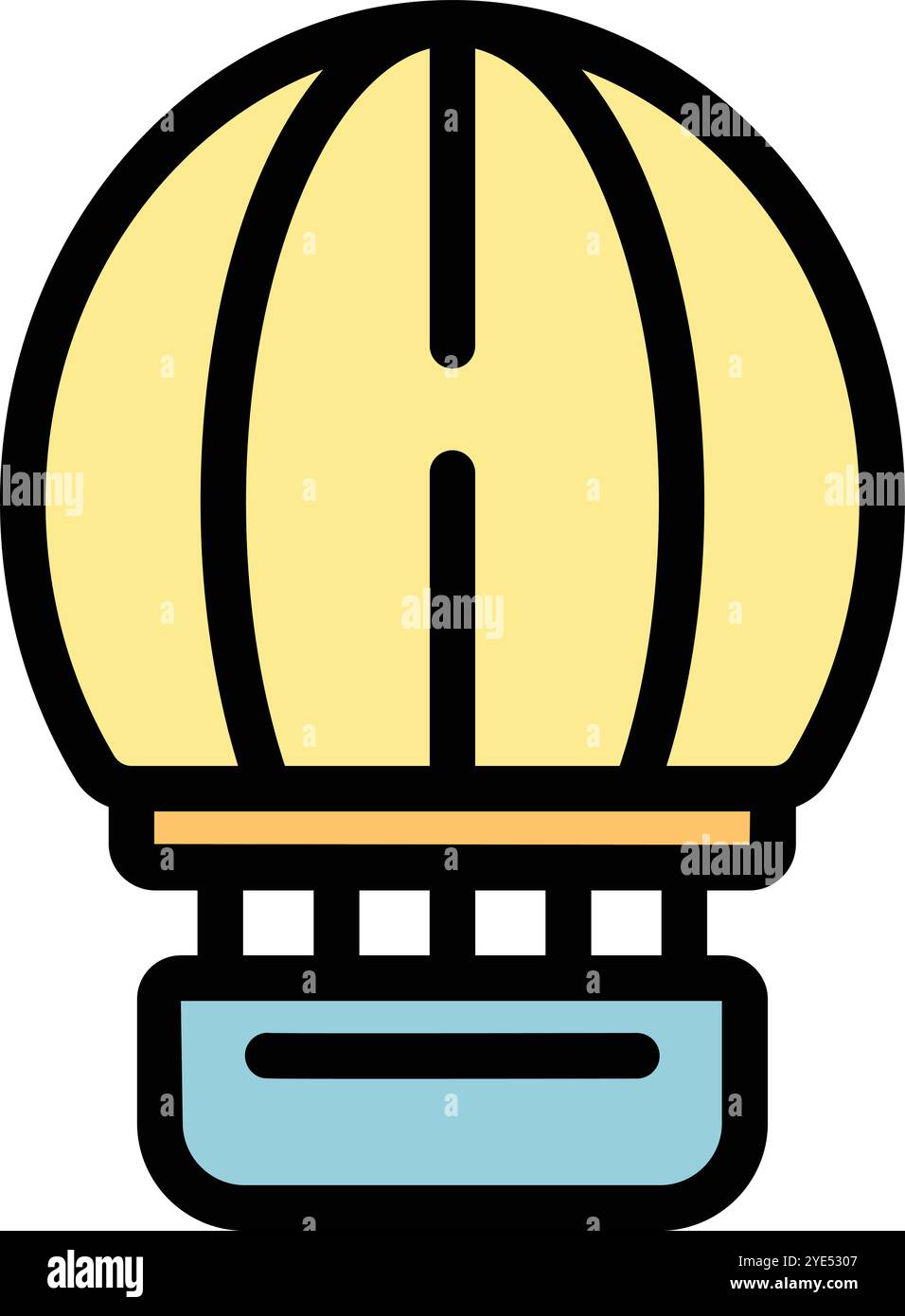 Simple drawing of a yellow hot air balloon floating through a clear sky ...