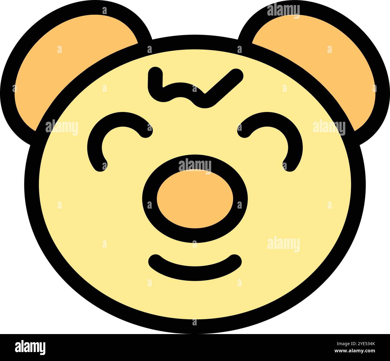 Cartoon bear face with closed eyes showing a positive emotion, perfect ...
