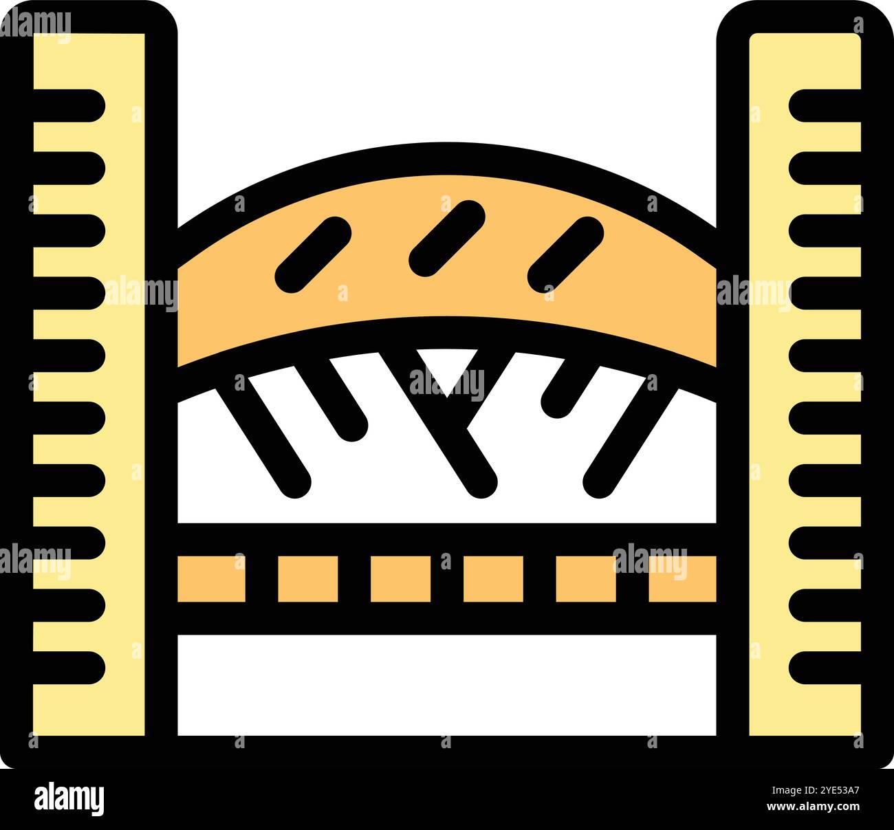 Bridge construction icon showing building process with rulers ...