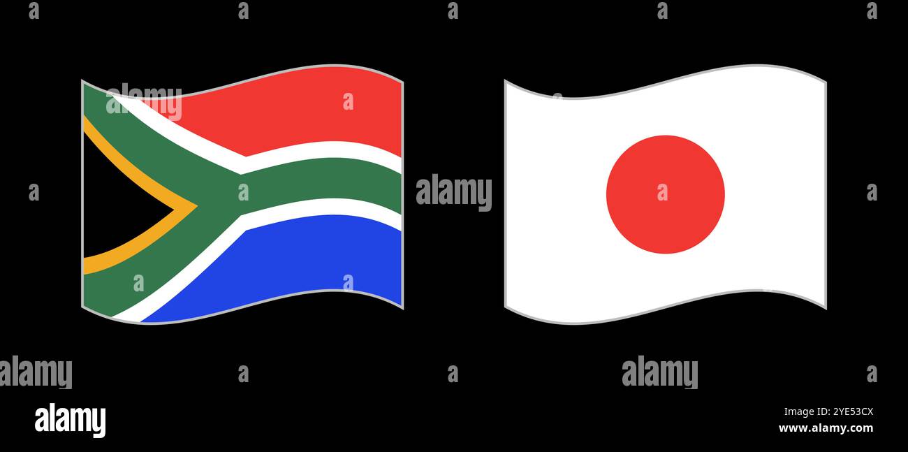 South African and Japanese flags icon set. Editable vector Stock Vector ...