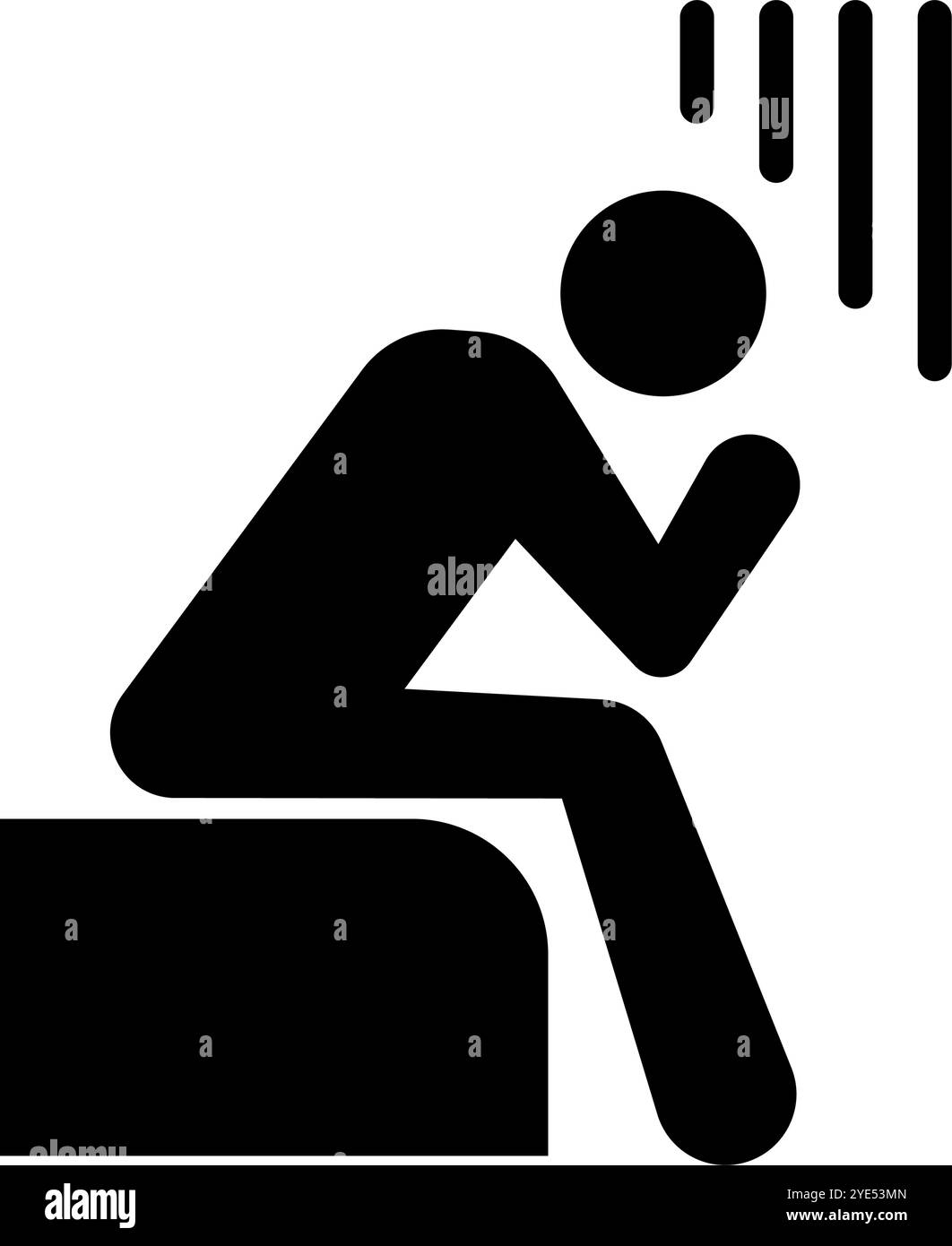 Sitting depressed person silhouette icon. Editable vector Stock Vector ...