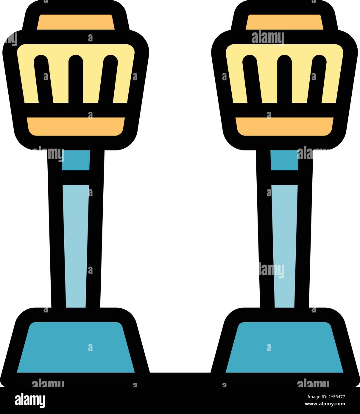 Simple flat vector illustration of two burning tiki torches isolated on ...
