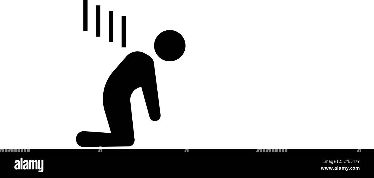 Depressed person silhouette icon on the road. Editable vector Stock ...