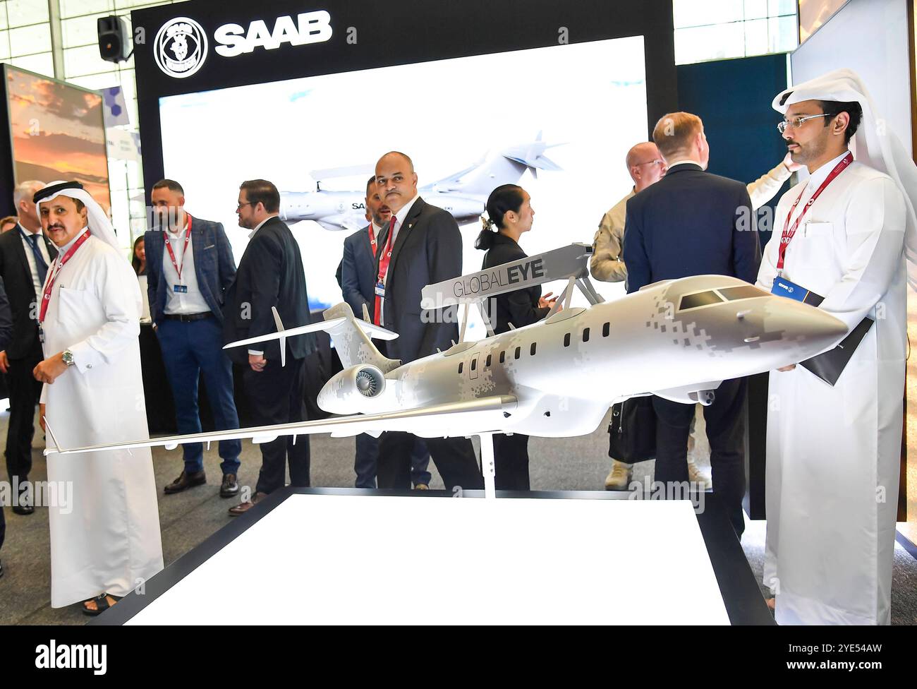 THE MILIPOL QATAR 2024 EXHIBITION IN QATAR Visitors look at the Global ...