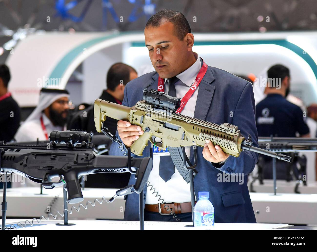 THE MILIPOL QATAR 2024 EXHIBITION IN QATAR A visitor looks at the ...
