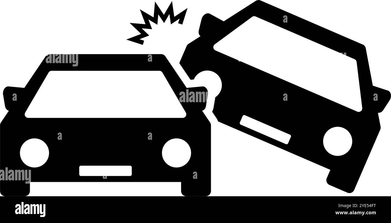 Car collision silhouette icon. Traffic accident. Editable vector Stock ...