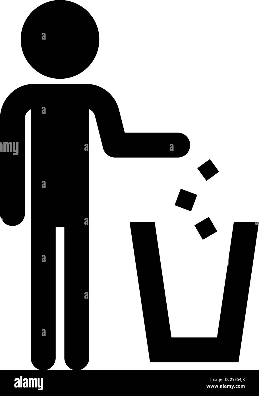 Flat design person throwing trash in trash can icon. Editable vector ...