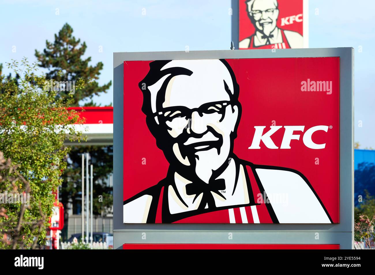 Augsburg, Bavaria, Germany - October 29, 2024: KFC drive-thru sign in ...