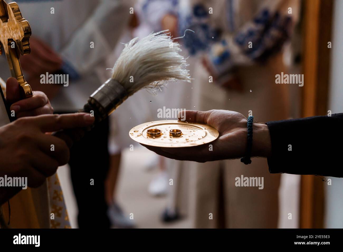 Sacred Ritual of Wedding Ring Blessing with Traditional Symbols Stock ...