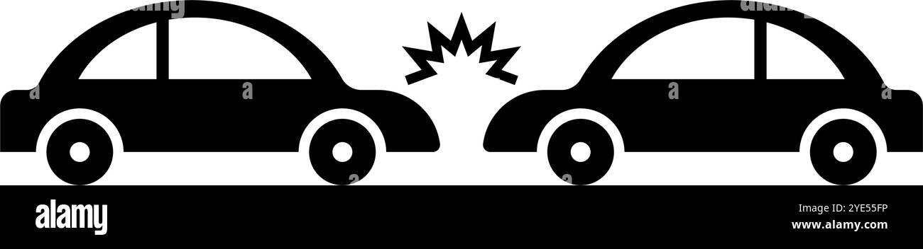 Car crash silhouette icon. Traffic accident. Editable vector Stock ...